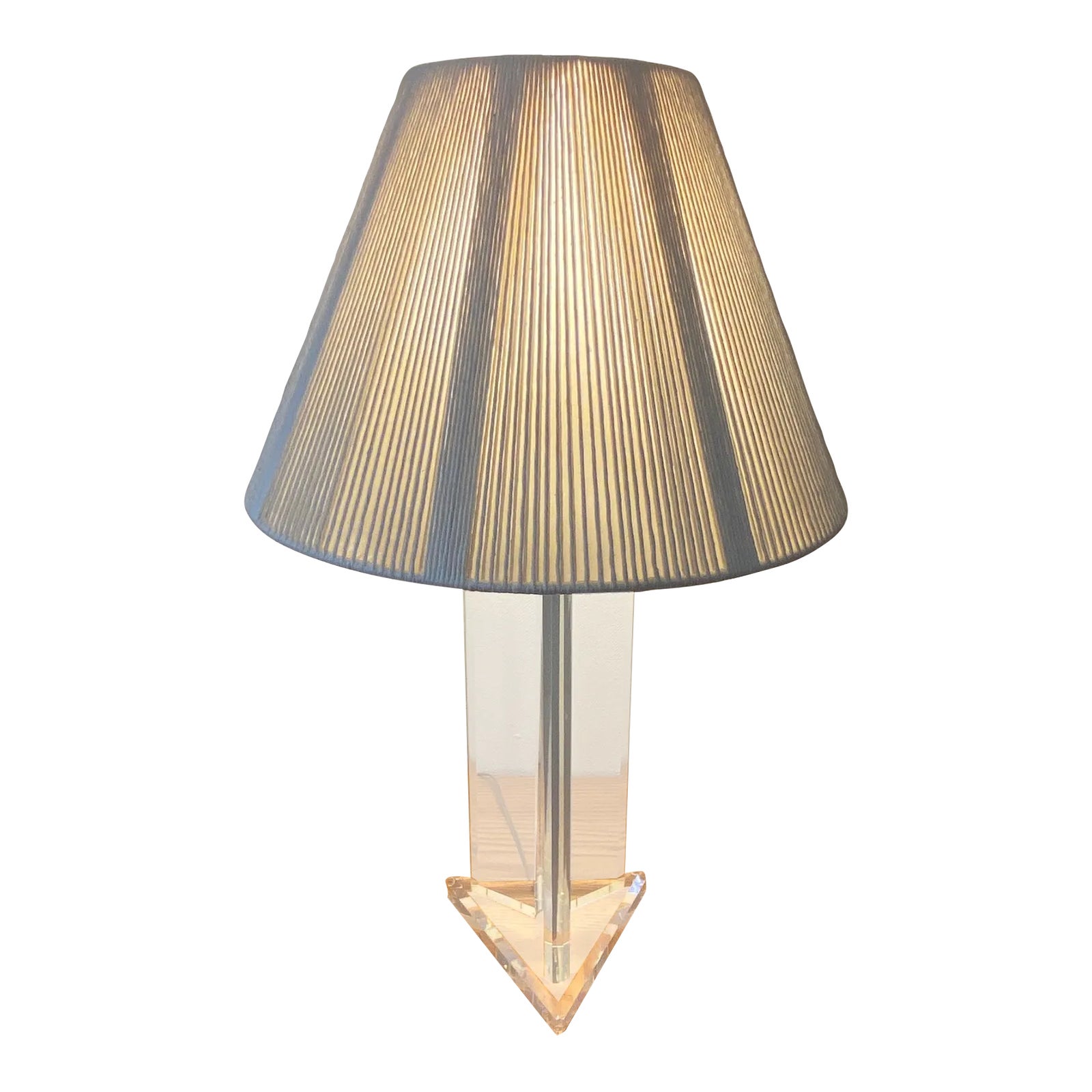 Vintage Lucite Lamp With Original String Shade | Chairish