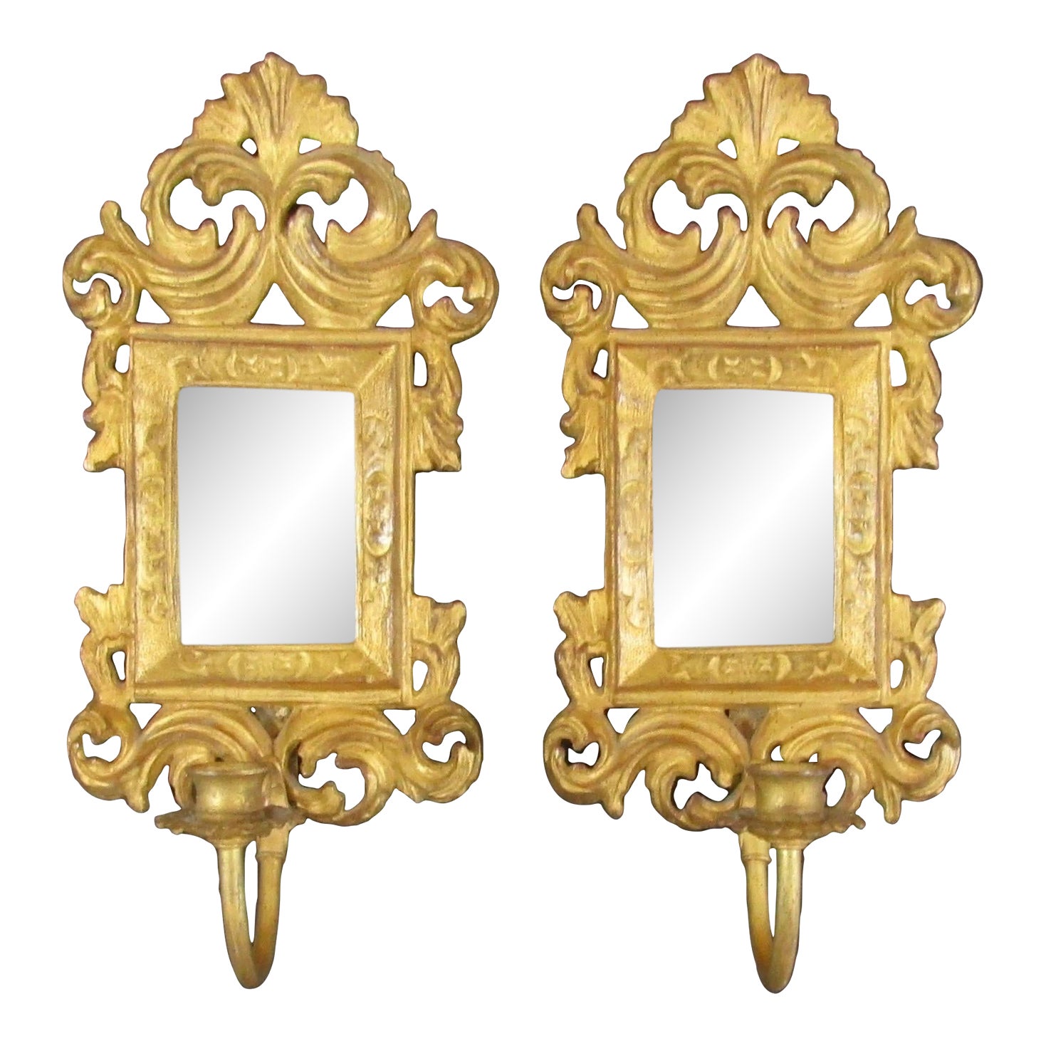 1970s Matched Pair Carvers' Guild Rococo Revival Style Acanthus Sconces ...