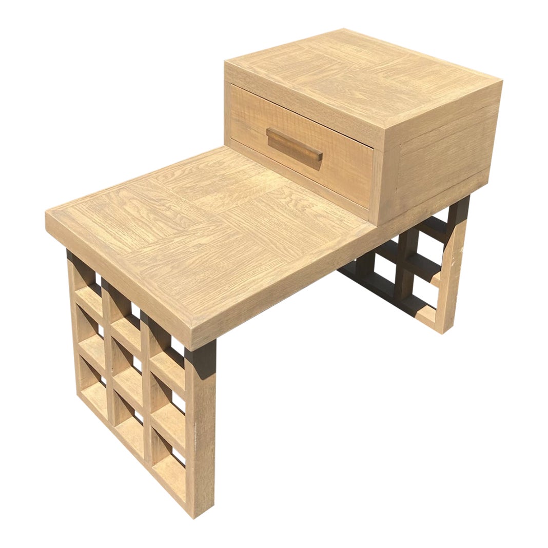 Vintage Parquet Side Step End Table | Chairish