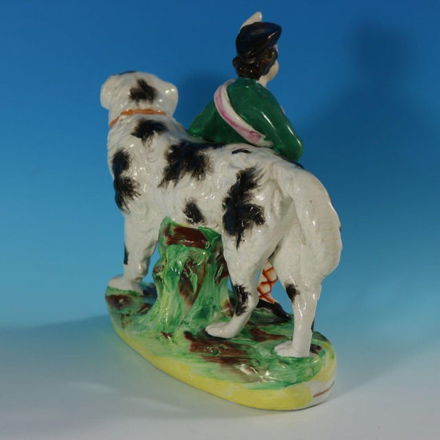 Late 19th Century Staffordshire Pottery Boy With St. Bernard Figure ...