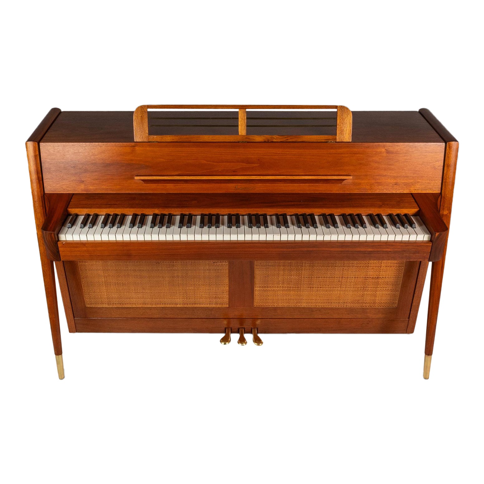 Rare Mid-Century Modern Baldwin Acrosonic Spinet Piano in Walnut, Brass ...