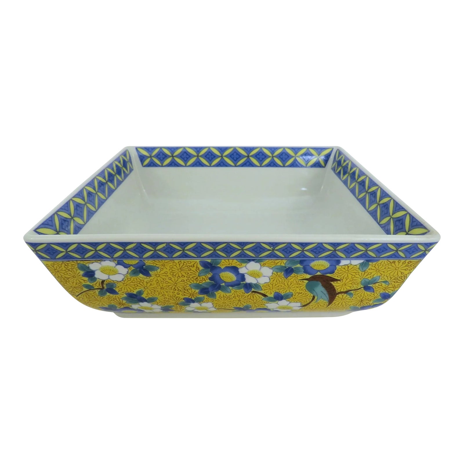 Late 20th Century Japanese Porcelain Square Bowl | Chairish