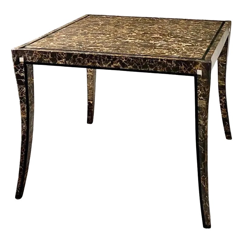 Maitland Smith Tesselated Marble Game Table Breakfast Table | Chairish