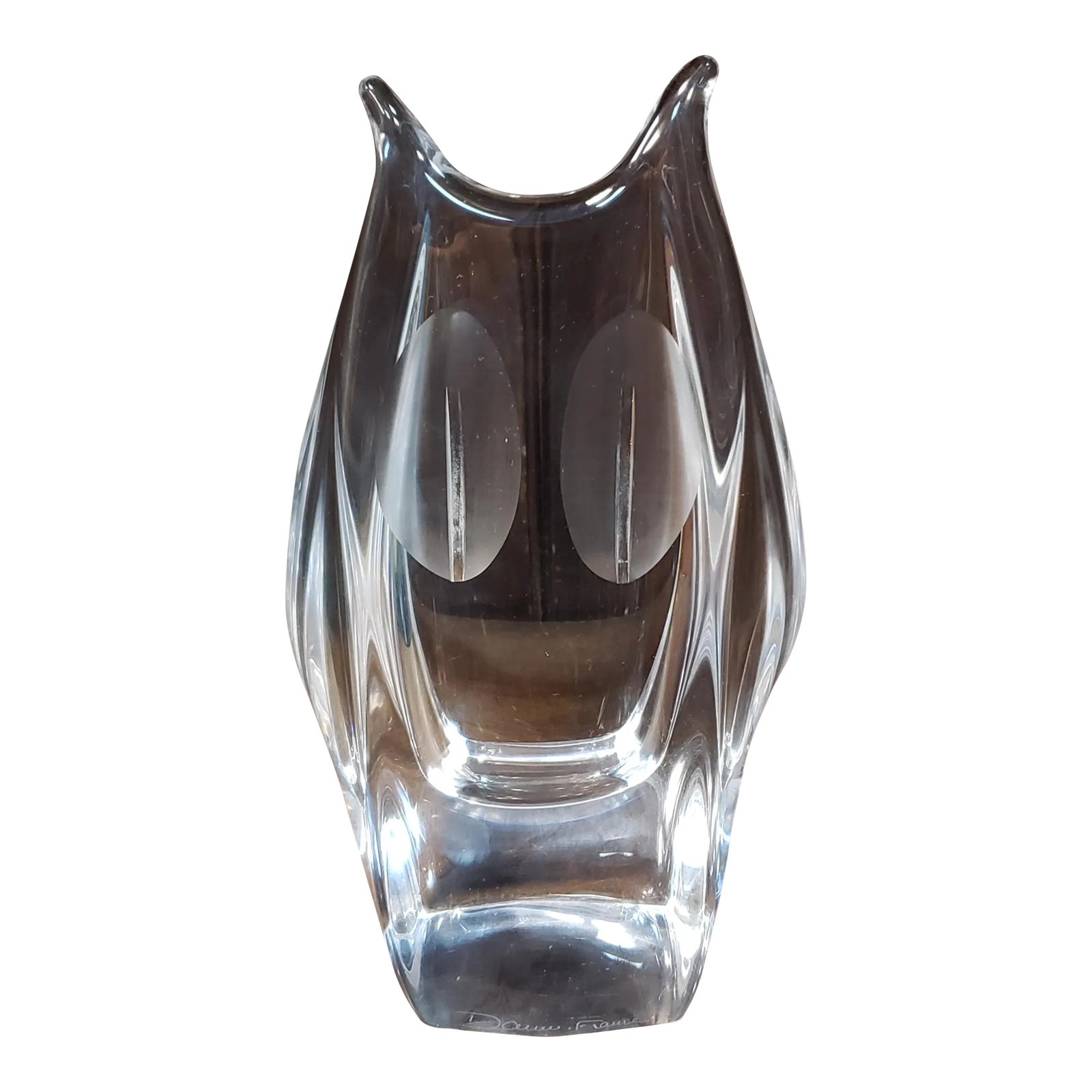 Vintage 1970's French Daum Crystal Owl Sculpture | Chairish