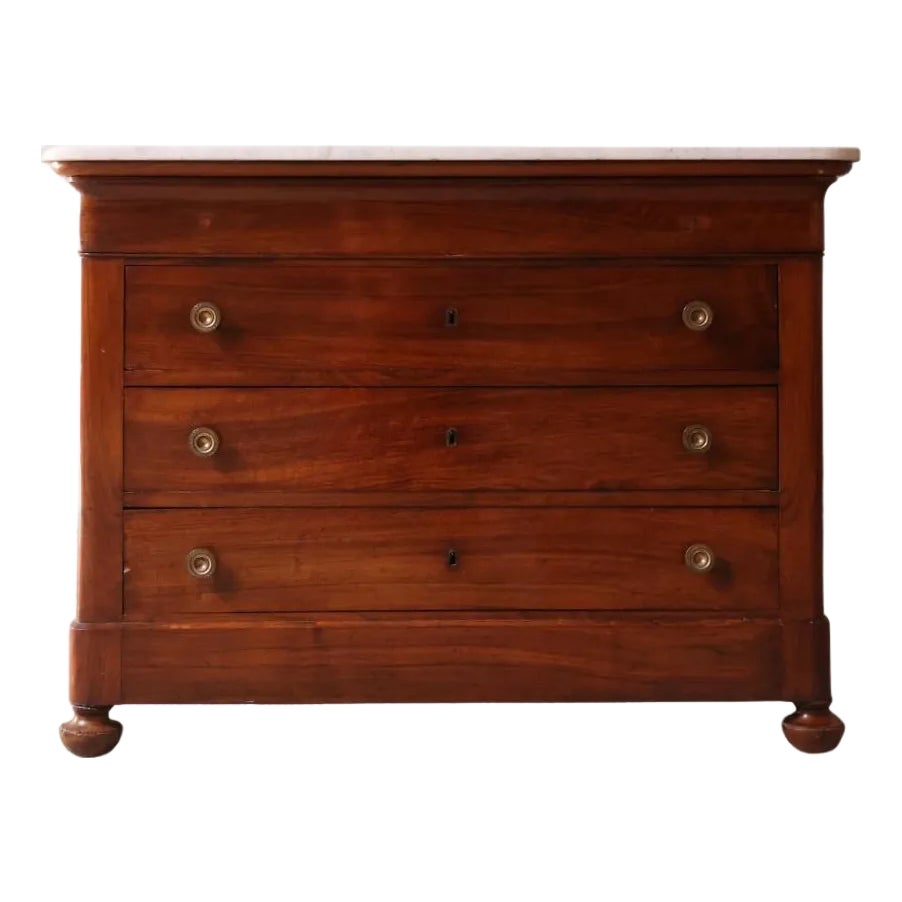 19th Century Louis Phillipe Chest With White Marble Top (A) | Chairish
