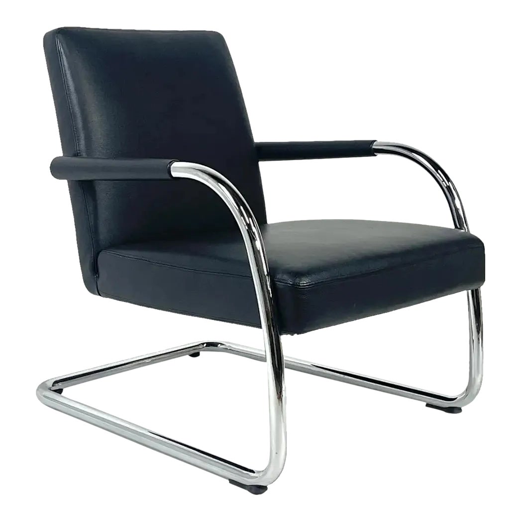 Antonio Citterio for Vitra Cantilevered Chrome & Leather Lounge Chair ...