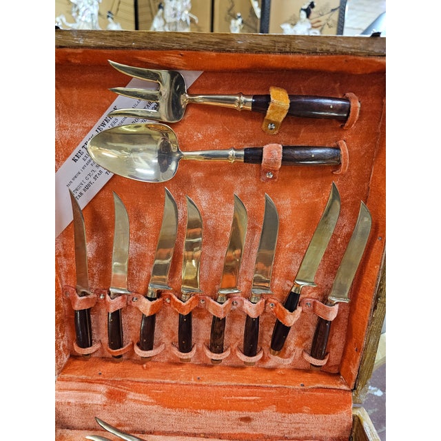 Mid Century Modern Brass Flatware With Rosewood Handles in Original Box ...
