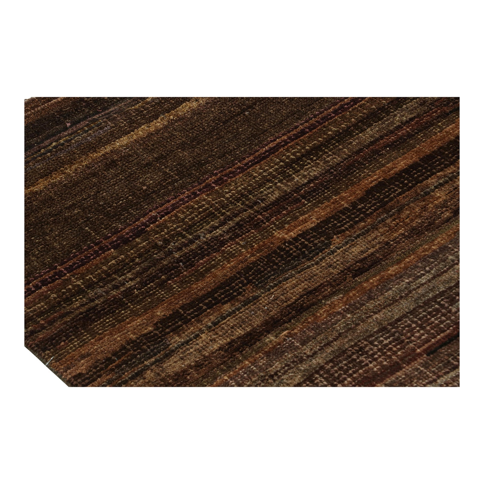 Rug & Kilim’s Modern Textural Rug in Brown, Umber and Purple Stripes ...