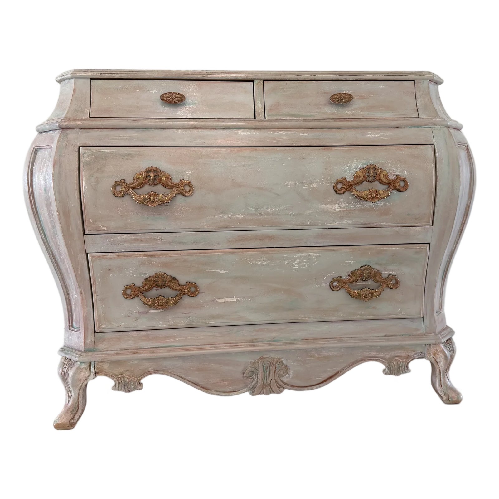 Vintage French Style Serpentine Chest – Pulaski Hand-Painted Pastel ...