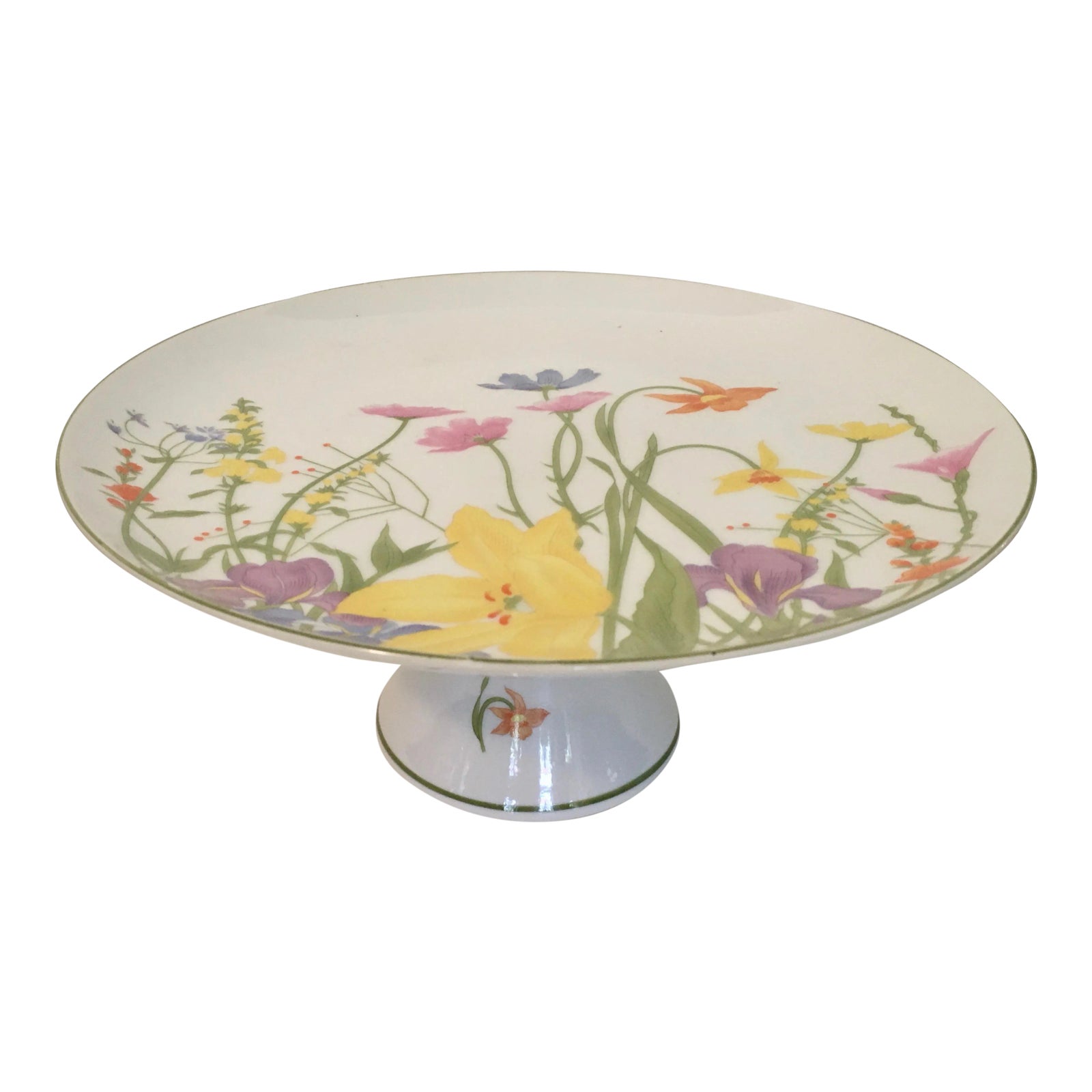 Japanese Porcelain Cake Stand by Mann 1976 | Chairish