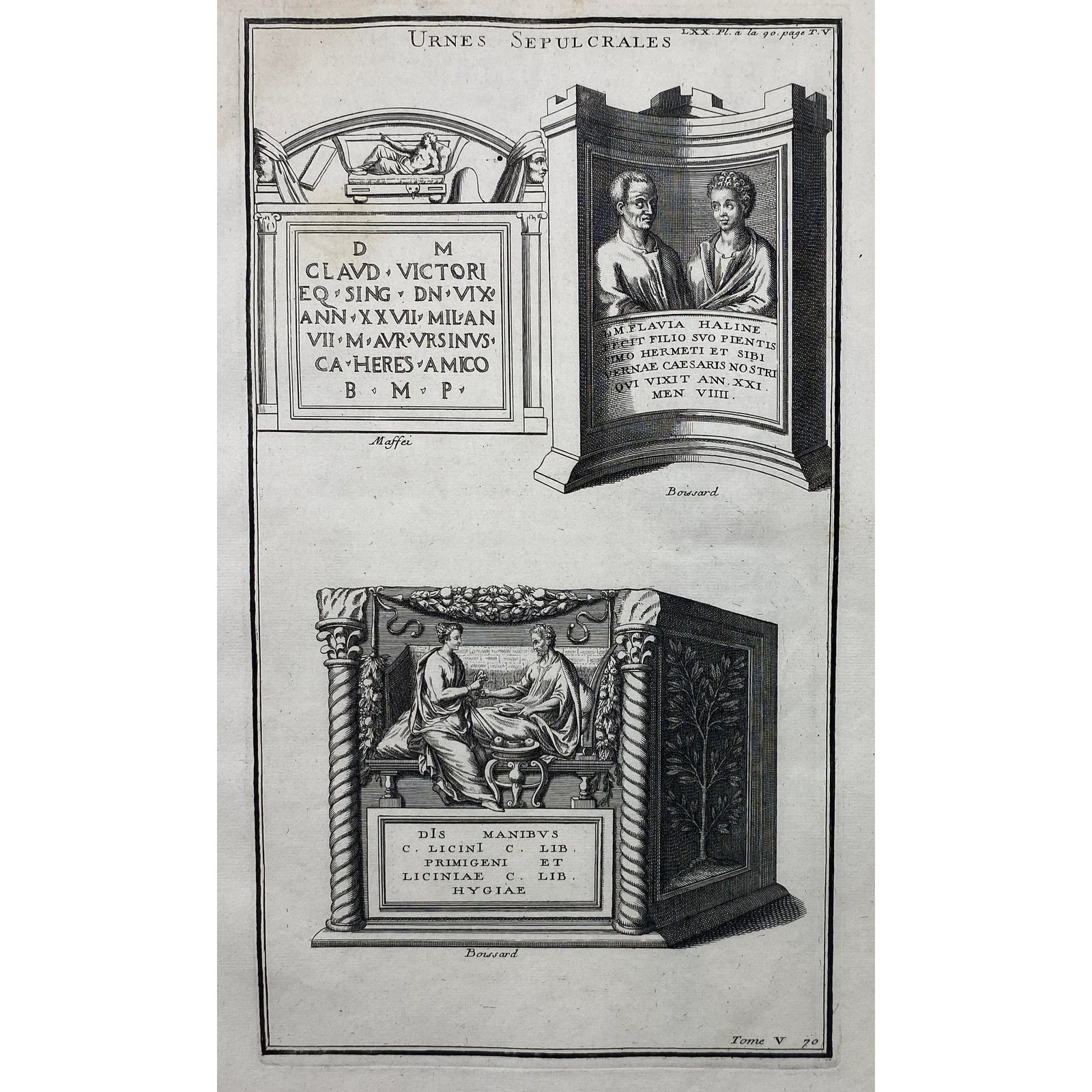 Antique Roman Tomb and Gravestone Sculpture Engraving | Chairish