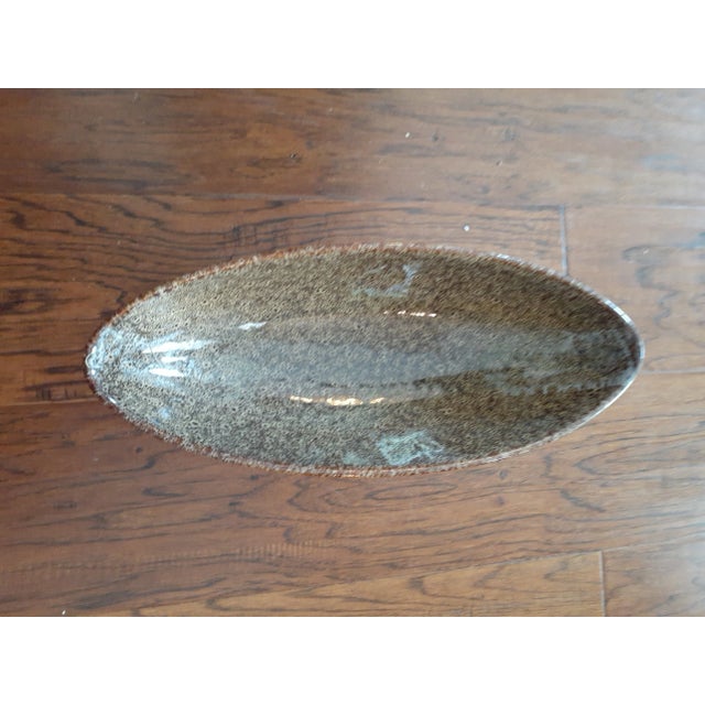 1970s Signature Home Art Studio Glazed Pottery Boat Shape Bowl | Chairish