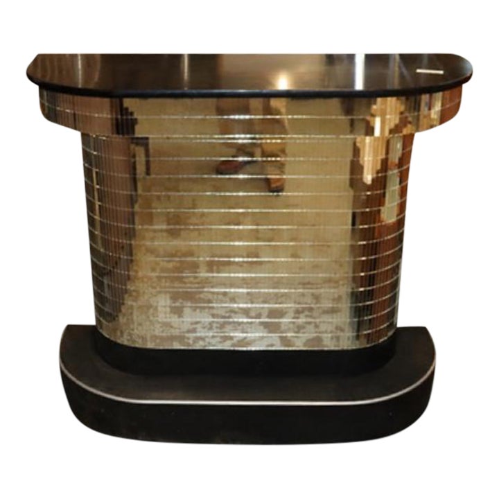 1930s Art Deco Modernist Demilune Mirrored & Black Bakelite Bar | Chairish