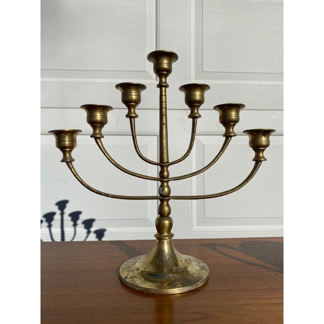 Vintage Articulating Brass Seven Arm Candelabra | Chairish