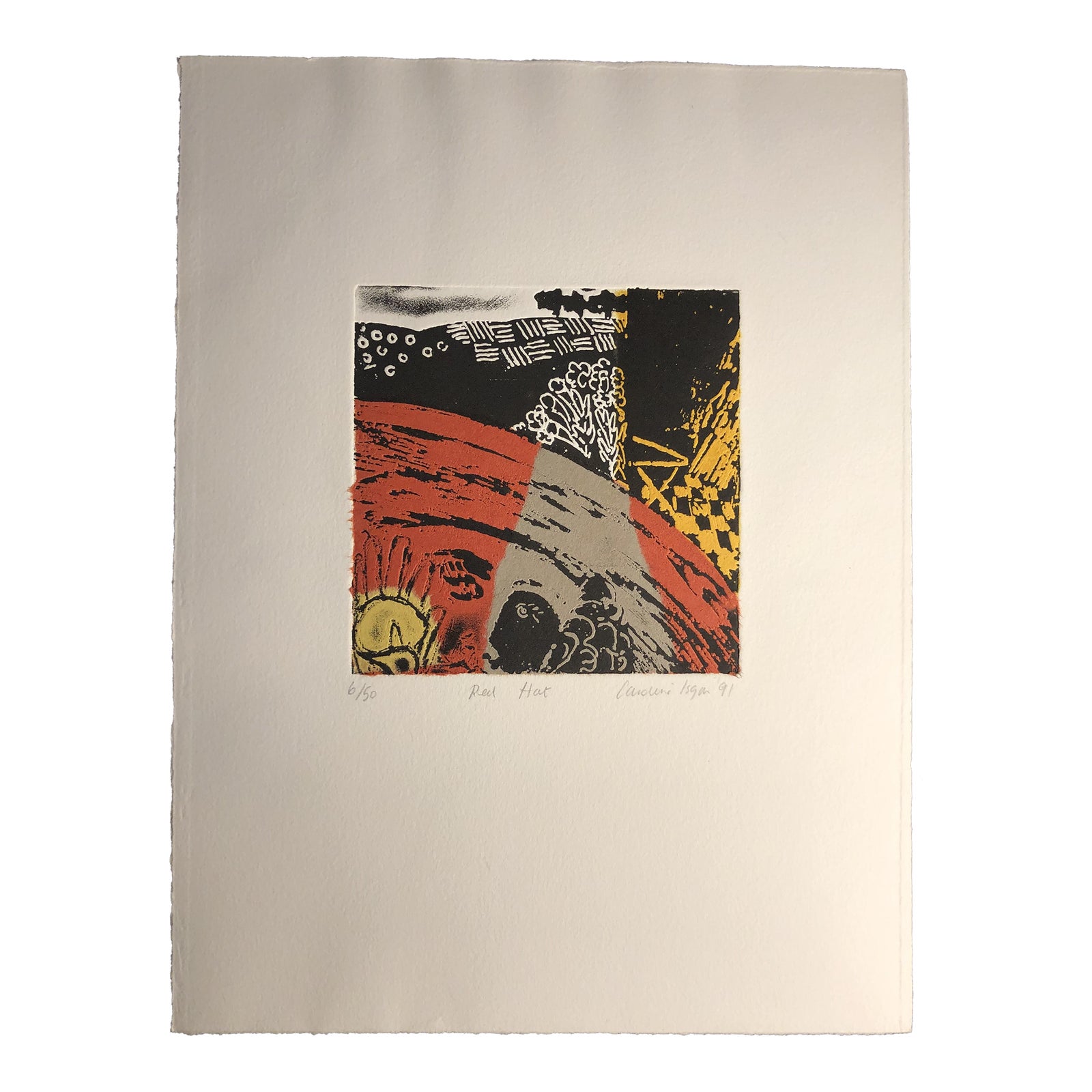 Caroline Isgar Limited Edition Lithograph Etching Print of "Red Hat ...