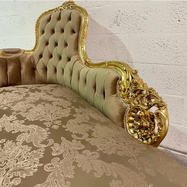 French Rococo Style Gold Chaise Lounge | Chairish