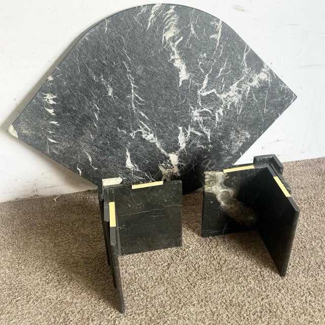 Postmodern Italian Black Marble Tear Drop Coffee Table | Chairish