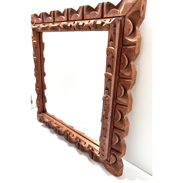 1920s Folk Art Tramp Art Framed Mirror | Chairish