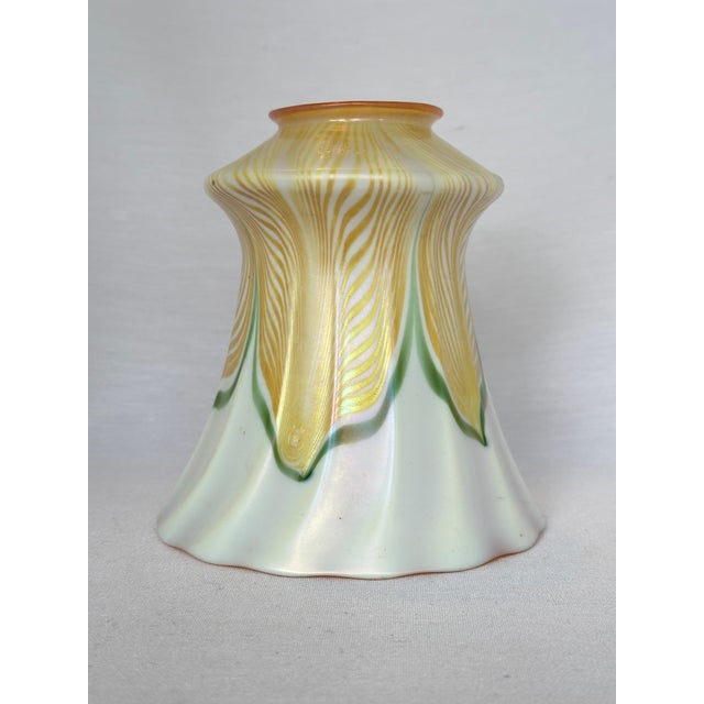 Quezal Pulled Feathers Glass Shade, Early 1900's Art Nouveau Opal ...