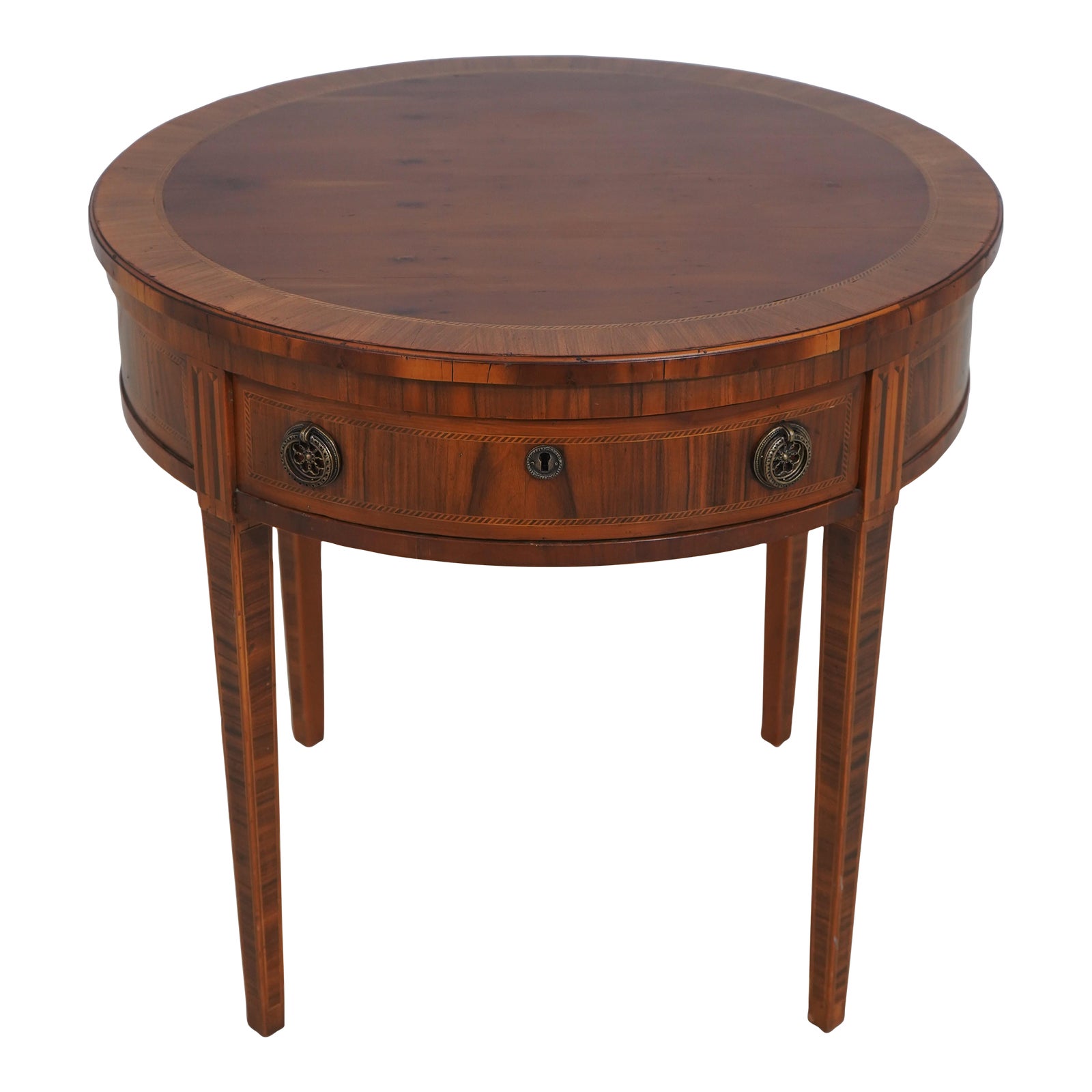 Alfonso Mariano Italian Style Round 1 Drawer Lamp Table | Chairish