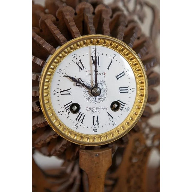 Carved Exotic Wood Mantel Clock From the Late 19th Century | Chairish