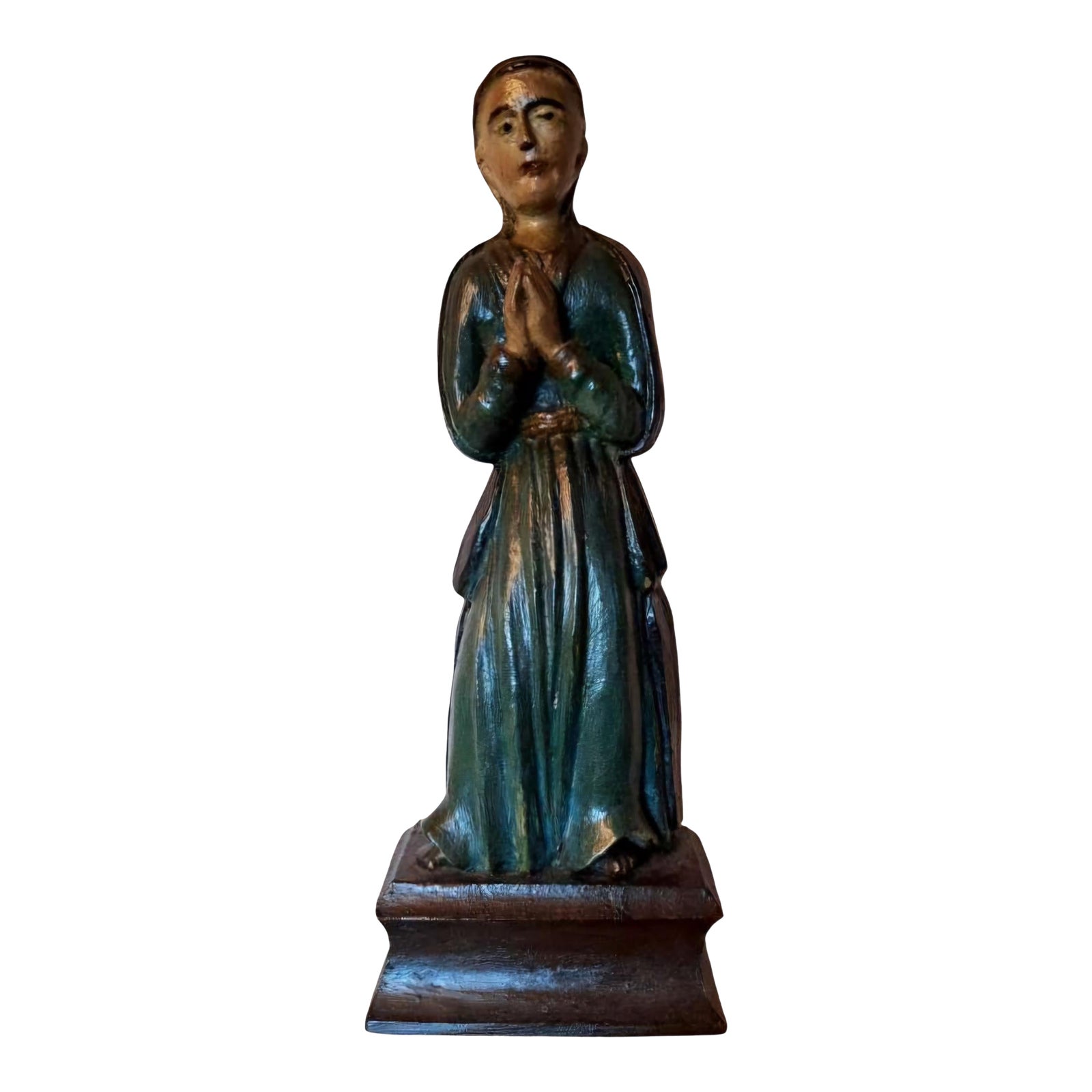 Early 18th Century Austrian Provincial Polychrome Wood Praying Female ...