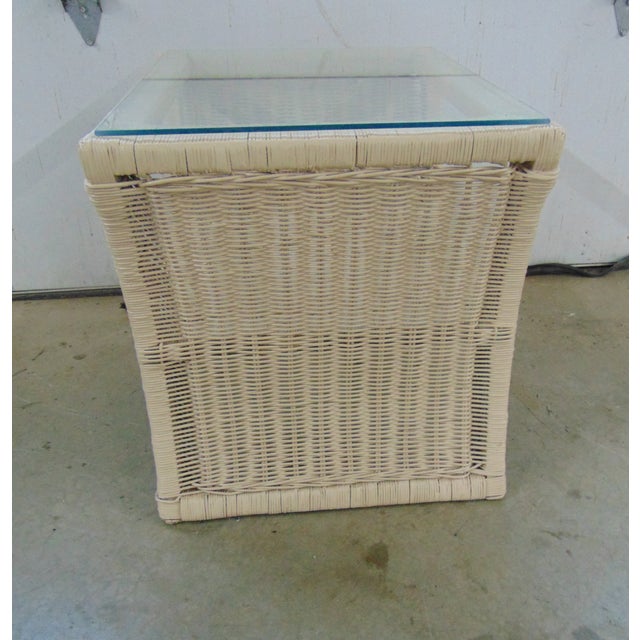 Mid-Century Modern Style Wicker Side Table | Chairish
