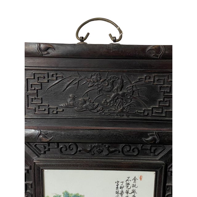 Lg Chinoiserie Famille Rose Porcelain Wood Panel 49.5" H | Chairish