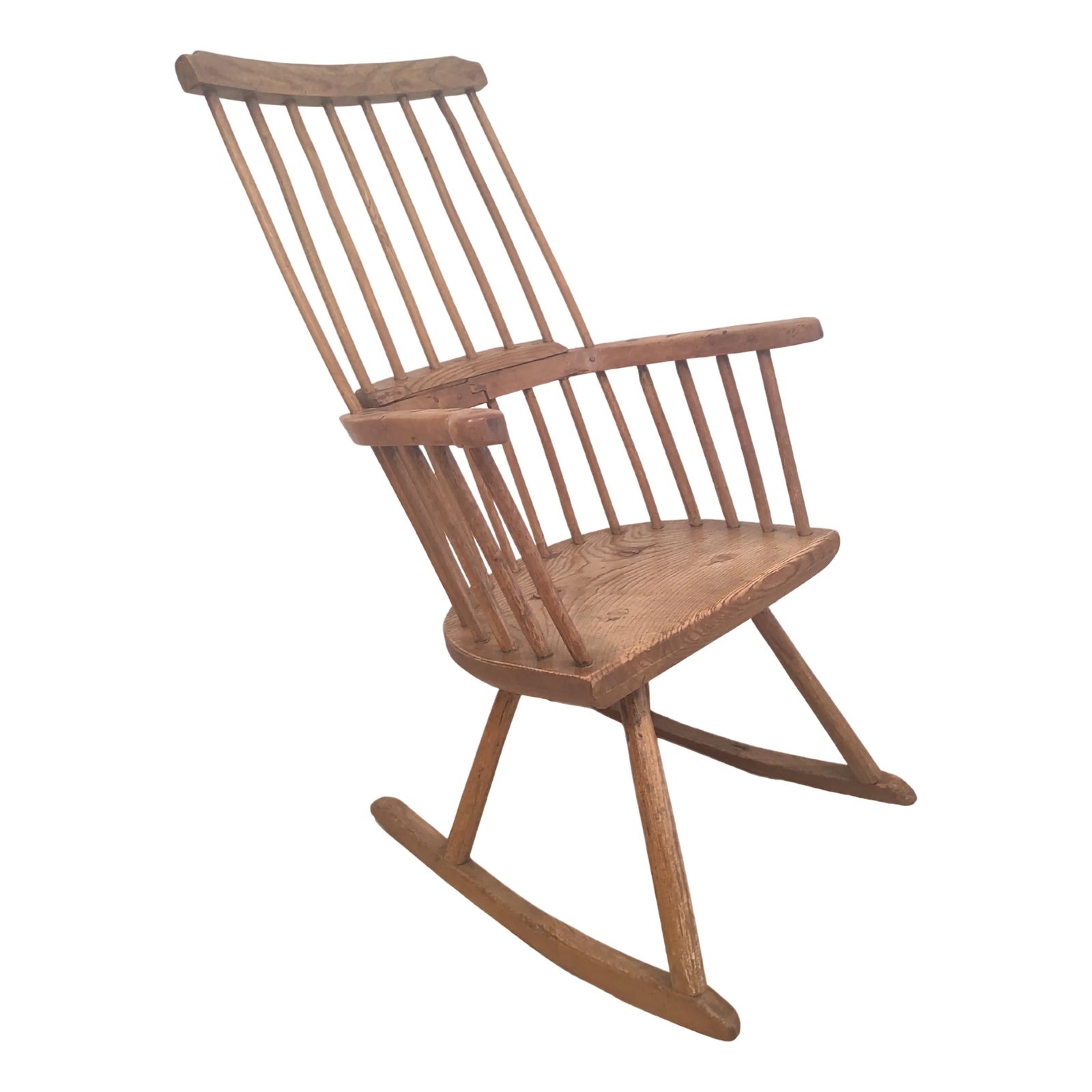 Brutalist Oak Rocking Chair, French, 1920s | Chairish
