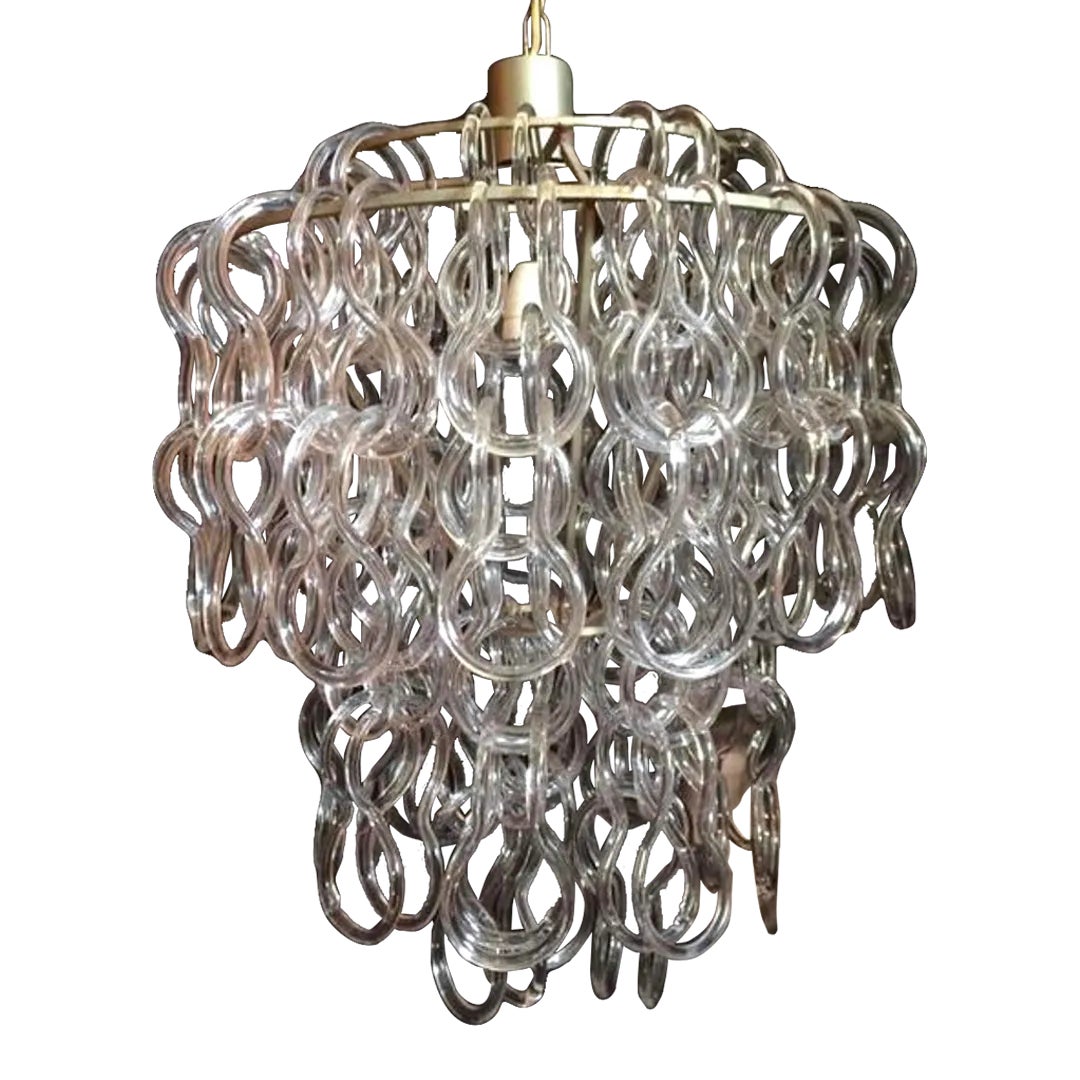1970s Vintage Giogali 50 Murano Glass Loop Chandelier | Chairish