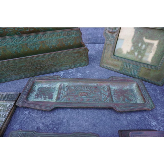 Tiffany Studios Bronze American Indian Motif Desk Set Complete 10 ...