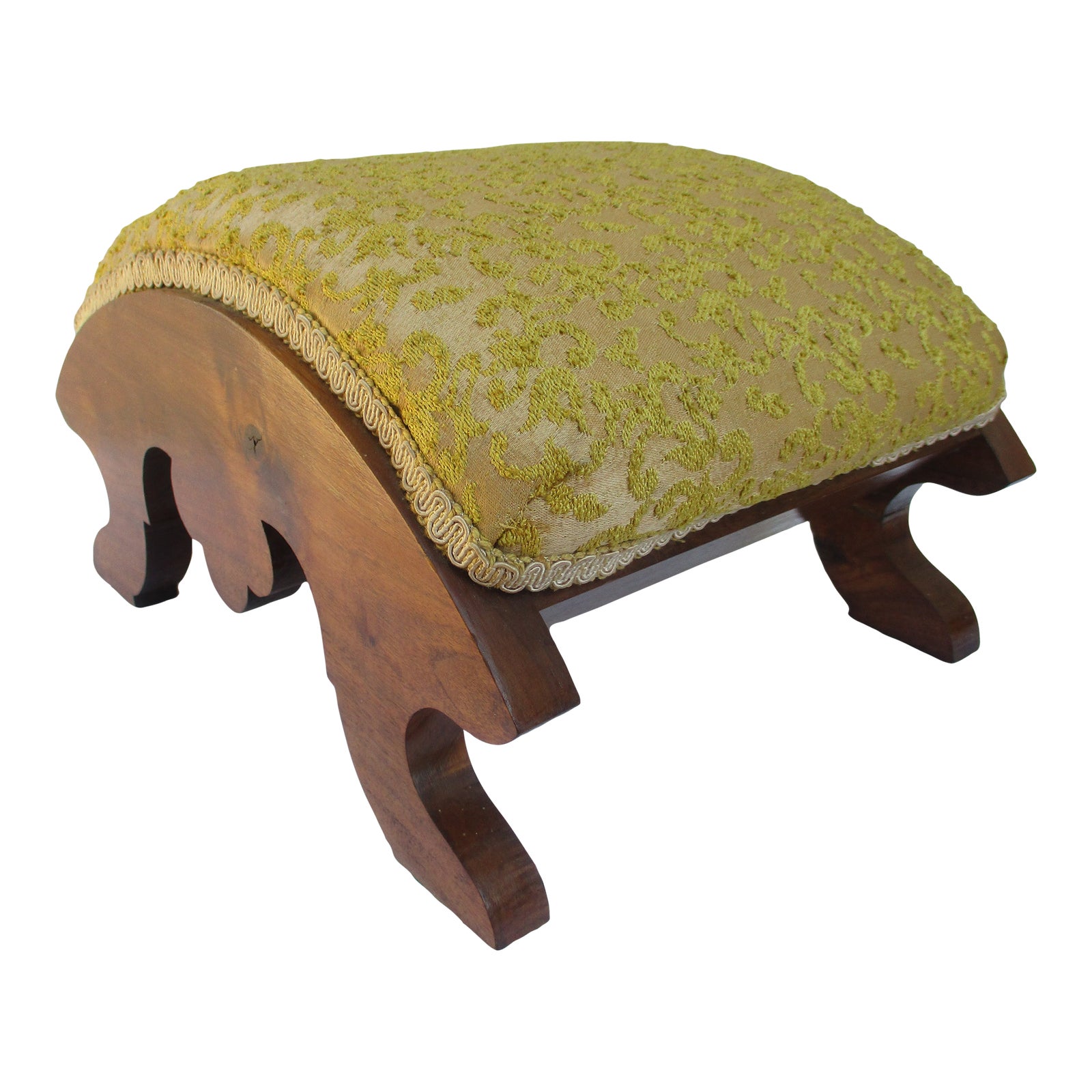 Arched Victorian Footstool -Golden Fabric | Chairish