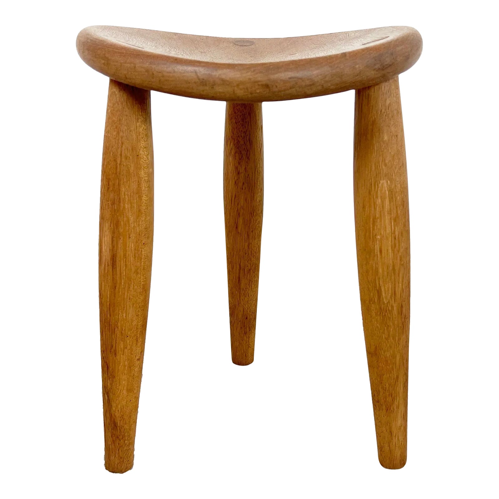 Vintage Studio Crafted Three Legged Stool in Oak | Chairish