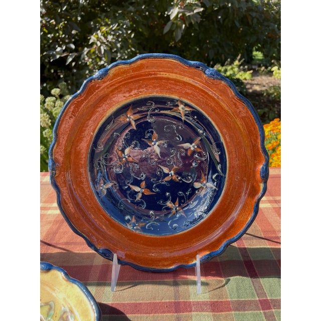 French Provençal Glazed Pottery Plates - Set of 3 - Signed | Chairish