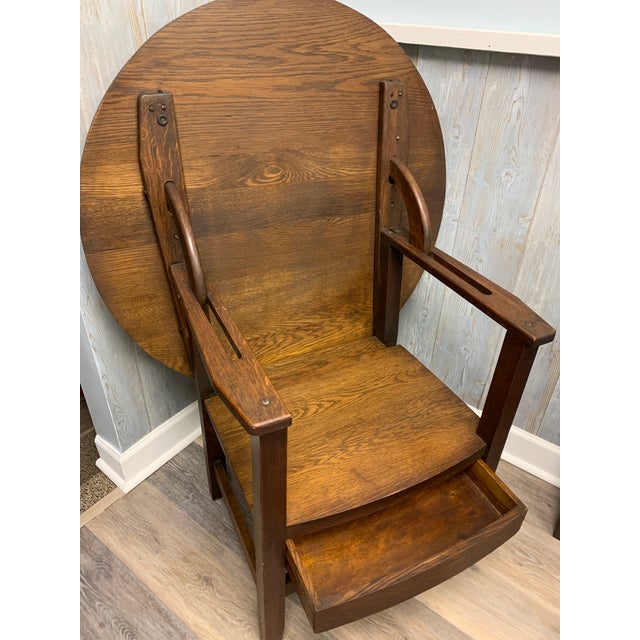 Arts & Crafts Oak Convertible Chair/Table | Chairish