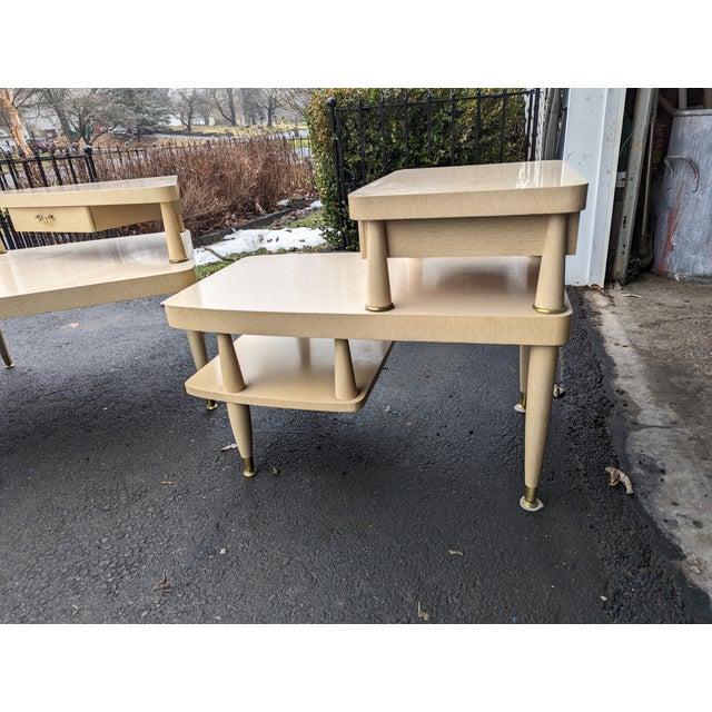 1950s Mid Century 3 Pc Blonde End Corner Tables - Set of 3 | Chairish