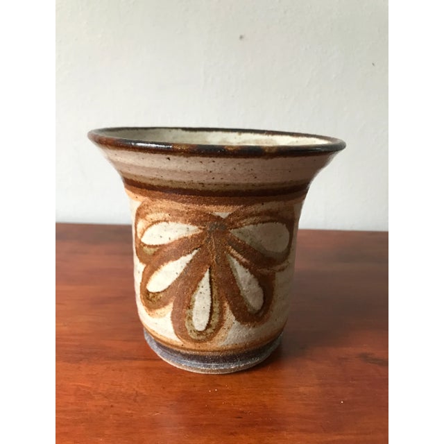 Handmade Vintage Stoneware Pottery Cachepot Vase | Chairish