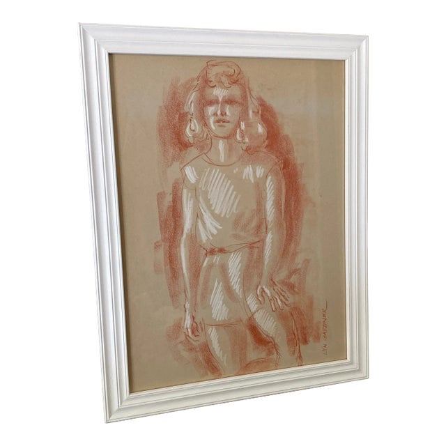 1960s Vintage French Style Woman Portrait Sketch Signed Lyn Gardner ...