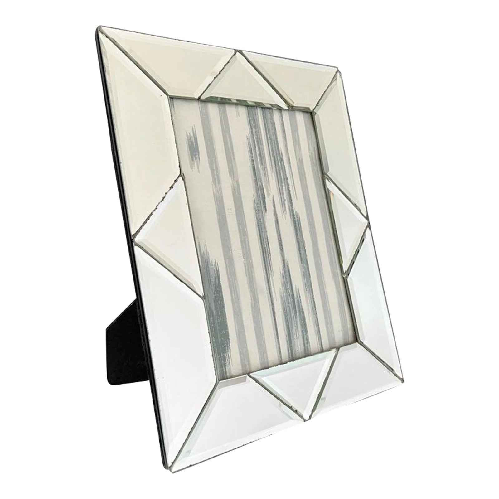 Vintage Geometric Picture Frame With Faceted Mirror Glass, Italy, C ...