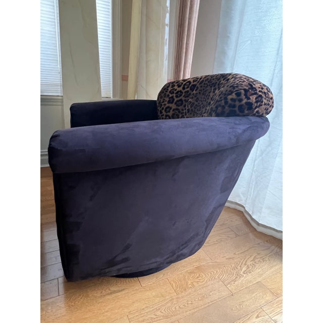 1980s Postmodern Leopard Black Suede Swivel and Rocking Chairs - a Pair ...