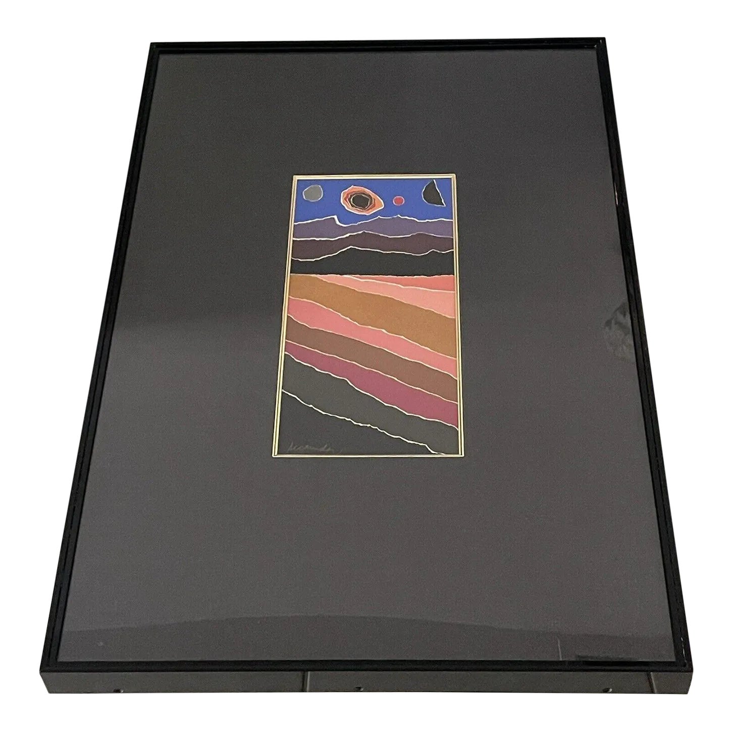 Arthur Secunda 1980s Torn Paper Collage Mixed Media Art, Framed in ...