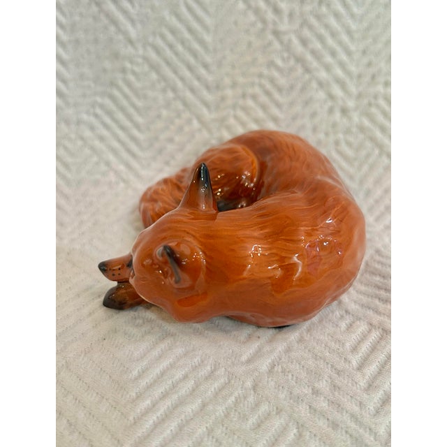 Mid 20th Century Beswick England Porcelain Curled Fox Figurine | Chairish