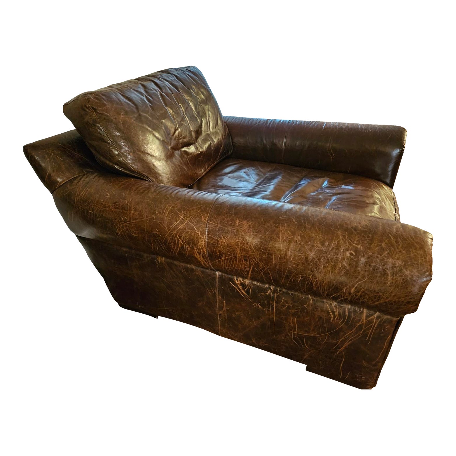 Restoration Hardware Lancaster Brown Leather Chair | Chairish