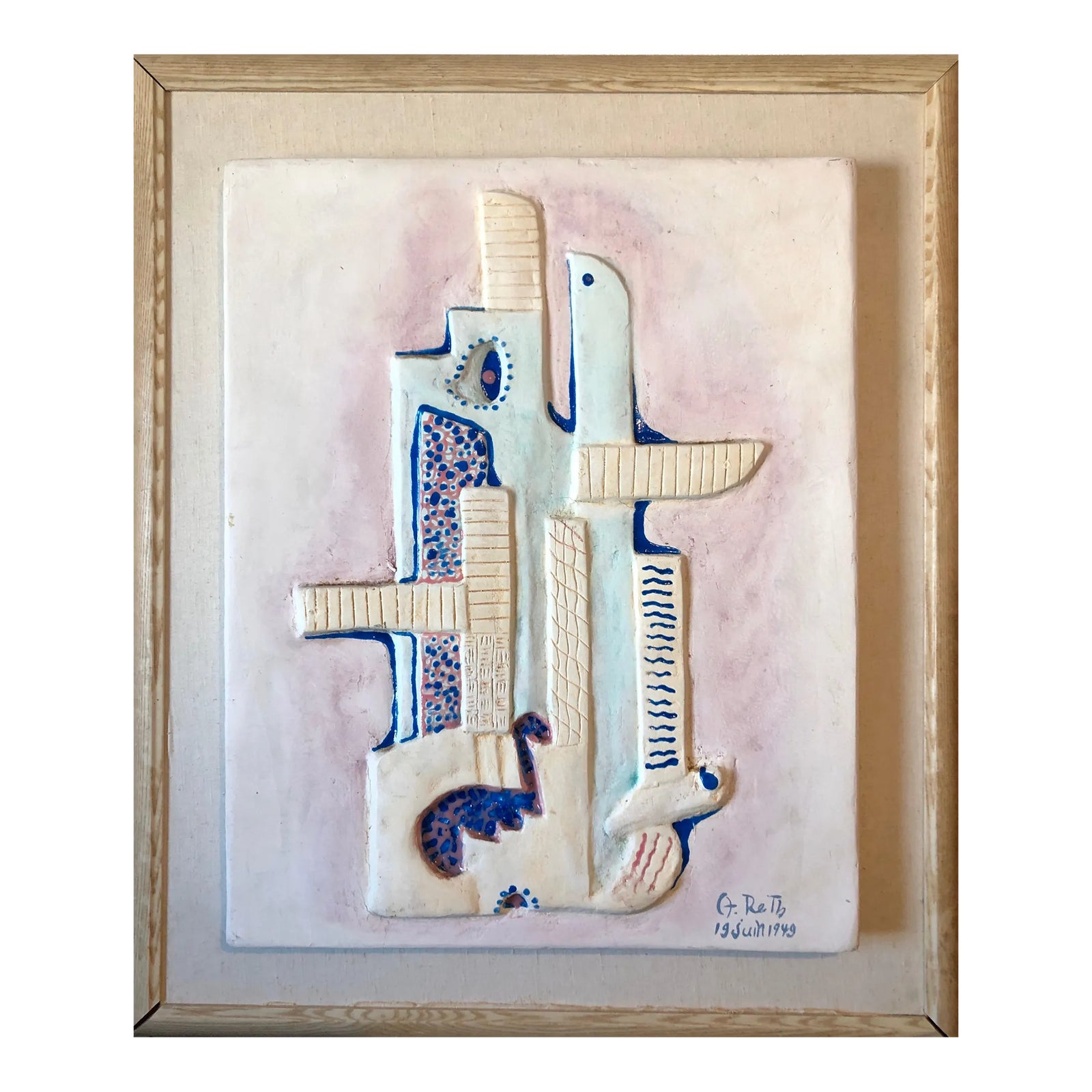 Alfred Reth 1949 Hungarian Cubism Wall Hanging Relief Sculpture with ...