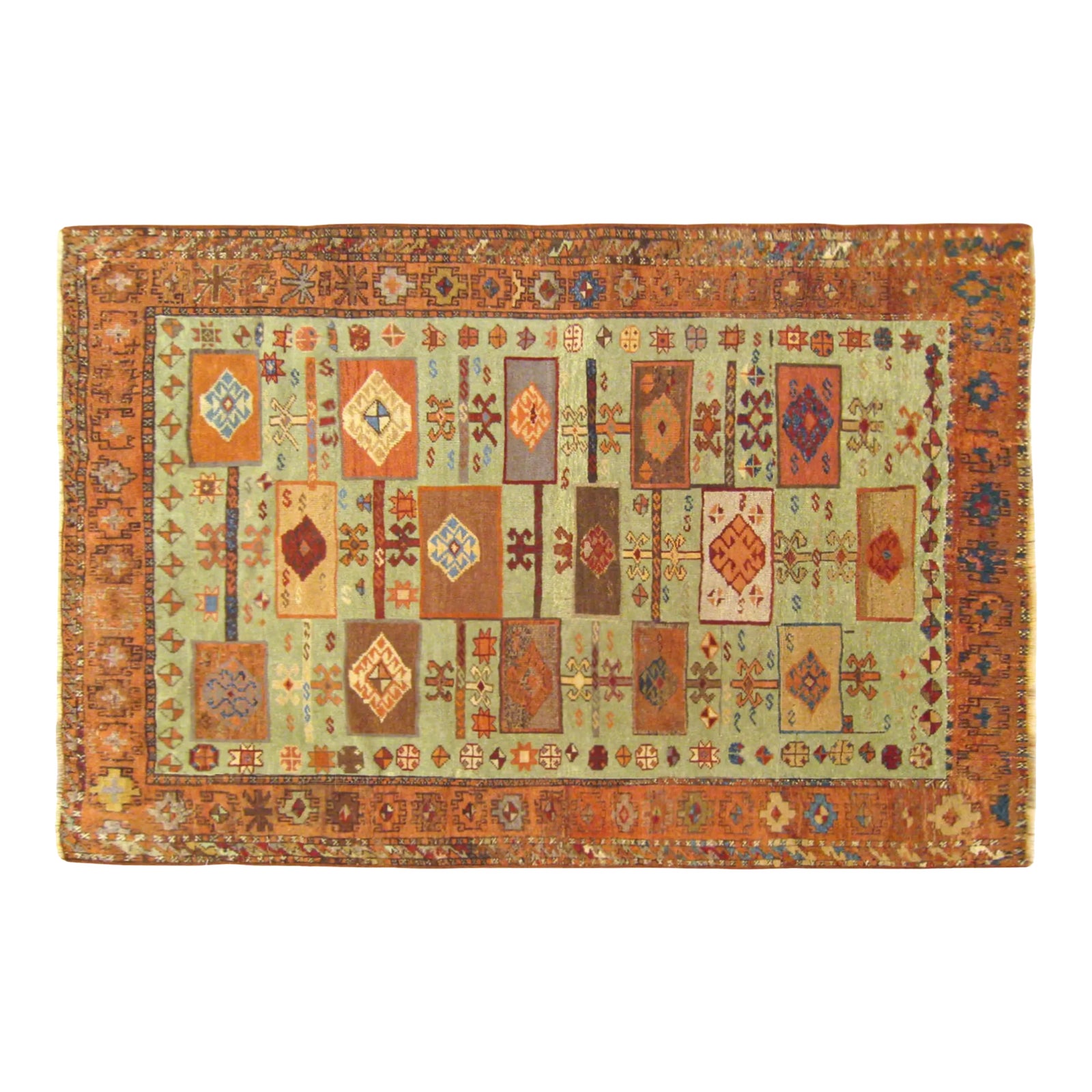 1900 Antique Turkish Yuruk Oriental Carpet, in Small Size w/ Boxes ...
