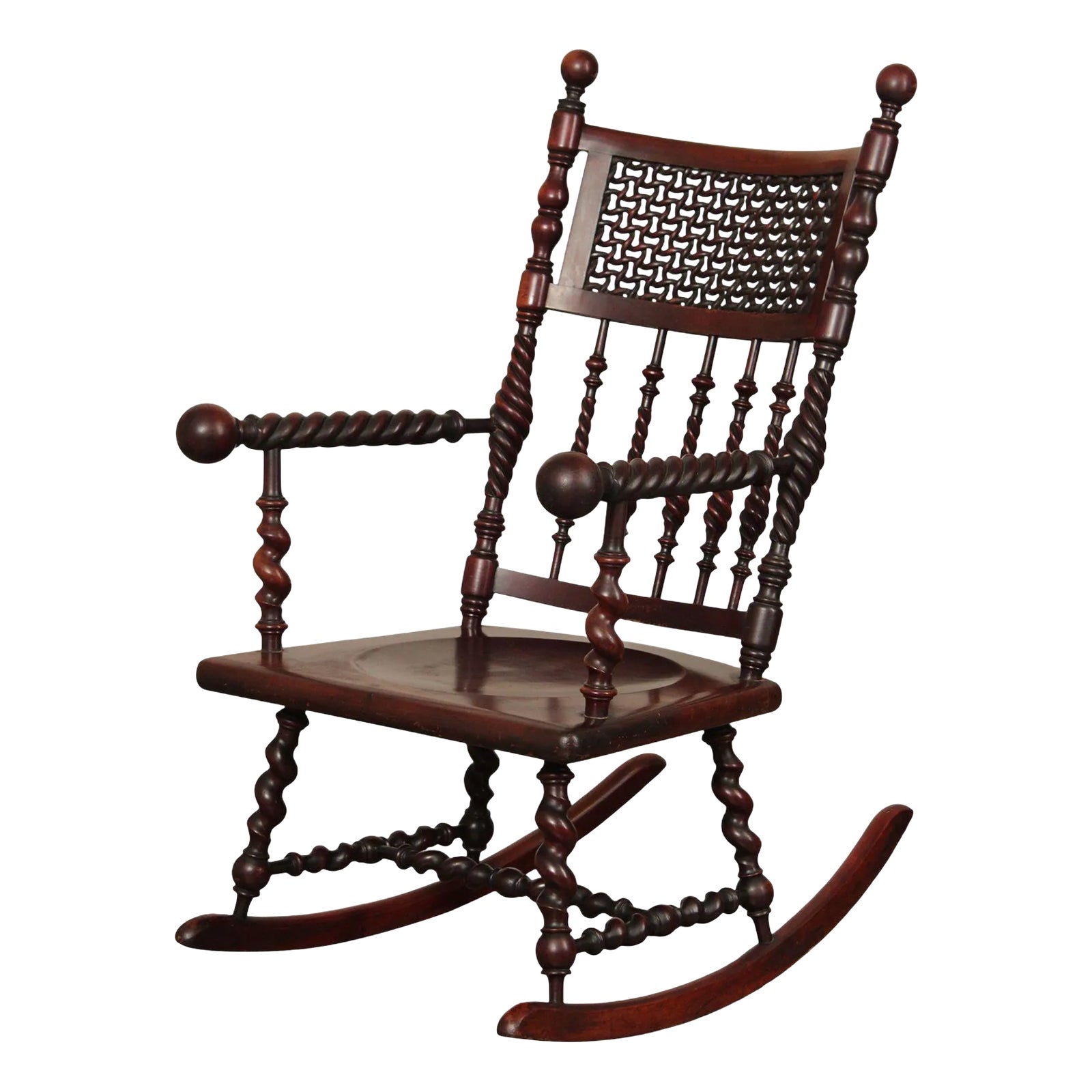 Merklen Brothers Renaissance Revival Mahogany Rocking Chair | Chairish