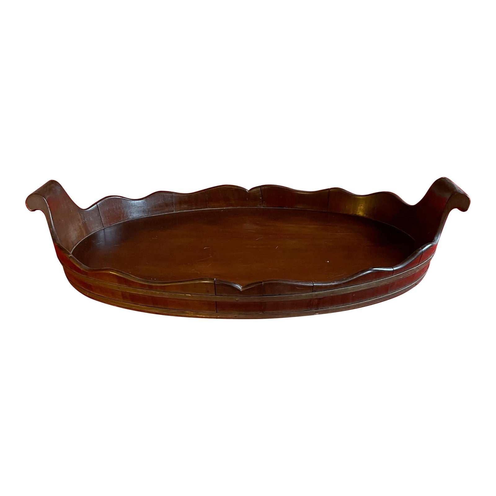 Antique 18th Century George III Brass Banded Mahogany Oval Serving Tray ...