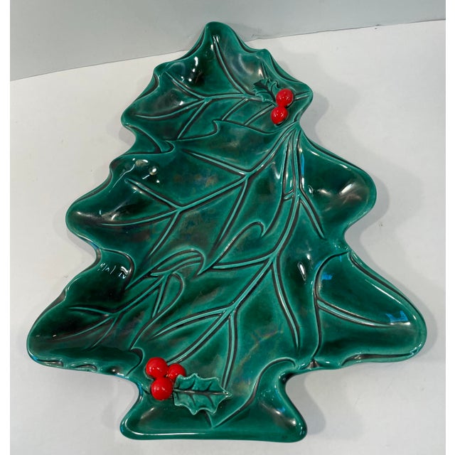 Vintage Ceramic Holiday Tree Serving Dish | Chairish