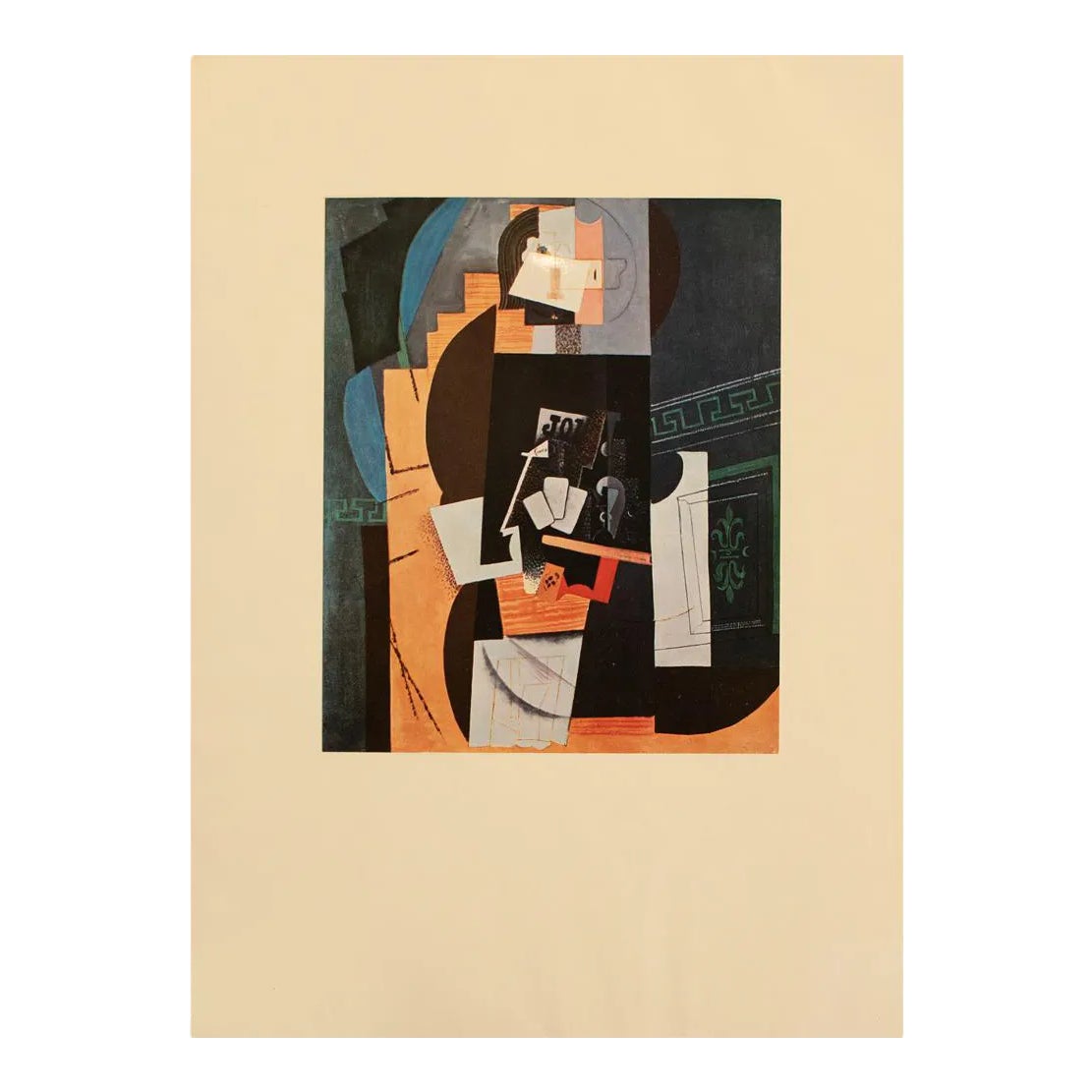 1960s After Pablo Picasso "Card Player" (1913-1914) Abstract Painting ...
