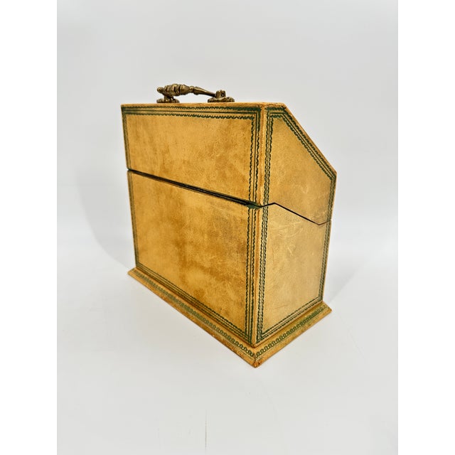 Vintage Italian Etched Leather Stationary or Letter Box | Chairish